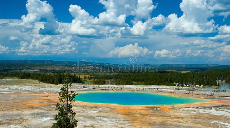 Prismatic Pool, a Hot Spring in Yellowstone National Park Stock Image ...