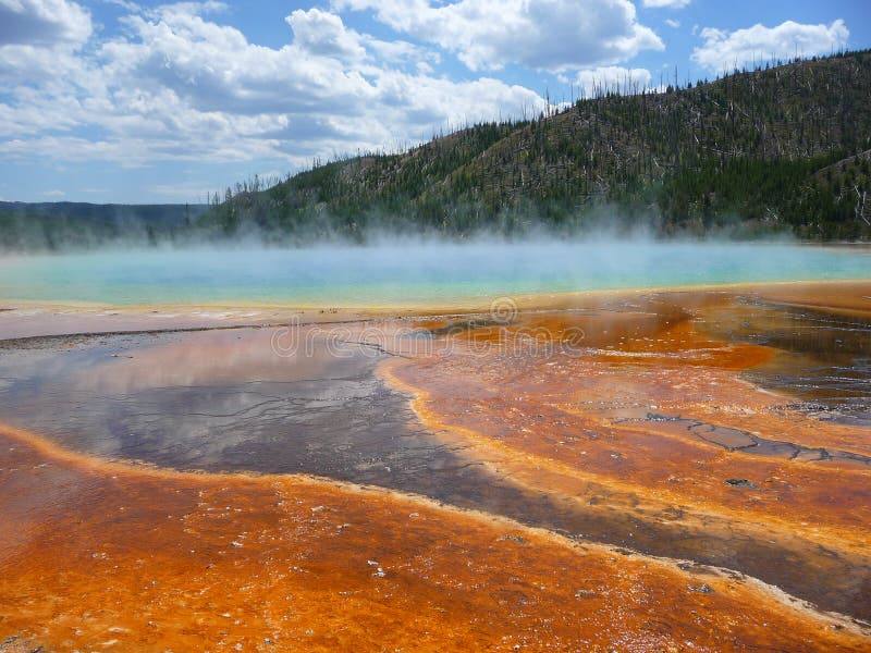 Grand Prismatic Spring stock photo. Image of steam, grand - 19143978