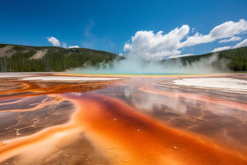 Grand Prismatic Spring, Yellowstone National Park. Generative AI Stock ...