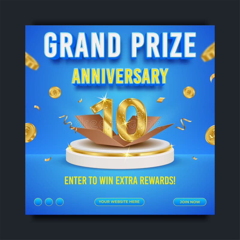 Grand Prize Contest Social Media Template with Podium and Gift Box ...
