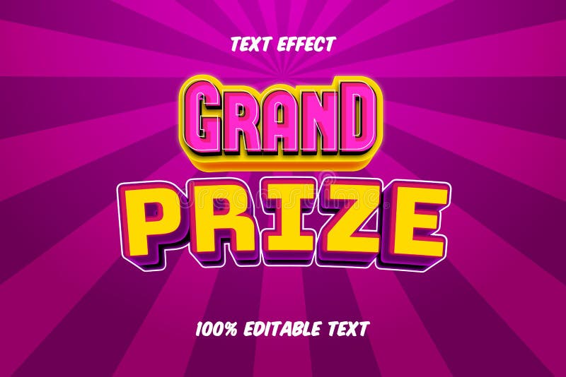 Grand Prize Editable Text Effect Stock Vector - Illustration of letters ...