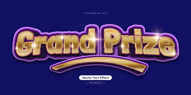 Grand Prize Text Style in Gold and Purple with 3D Effect Stock Vector ...