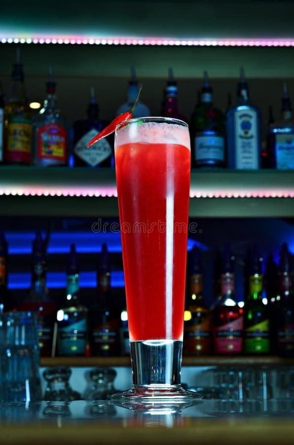Grand Red Chilli Spicy Cocktail Stock Image - Image of party, night ...