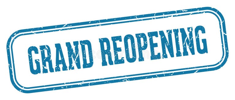 Grand Reopening Stamp. Grand Reopening Rectangular Stamp on White ...