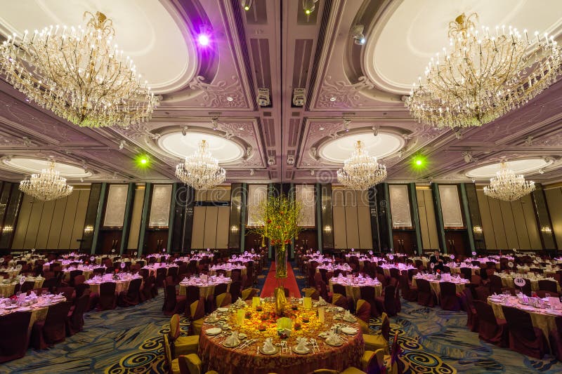 Grand Restaurant Interior and Table Setups Stock Photo - Image of table ...