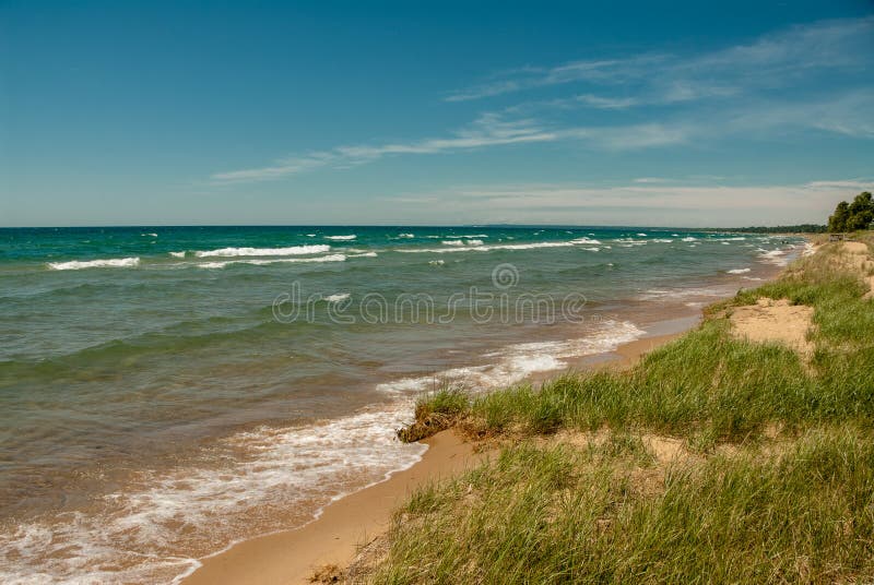 Grand Sable Dunes stock image. Image of upper, gold - 129553397