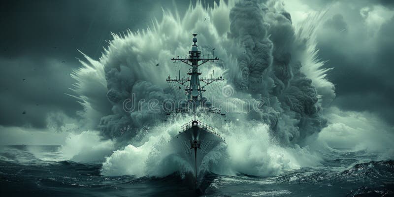 A Grand-scale Ship Sails through Vast, Open Waters, Standing Boldly ...