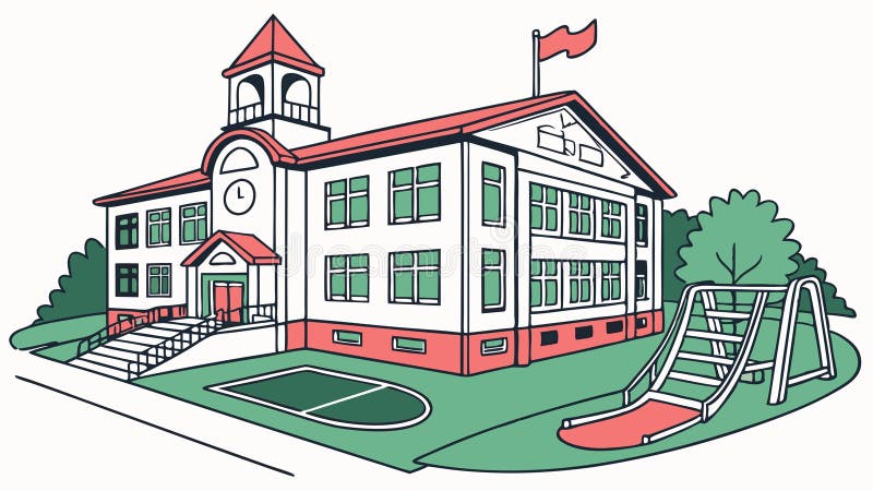 Grand School Building with Classical Architecture Prestigious Education ...