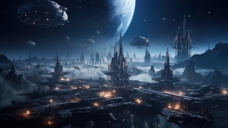 Grand Space Hub, Encircled by Cosmic Structures, Evokes a Floating City ...