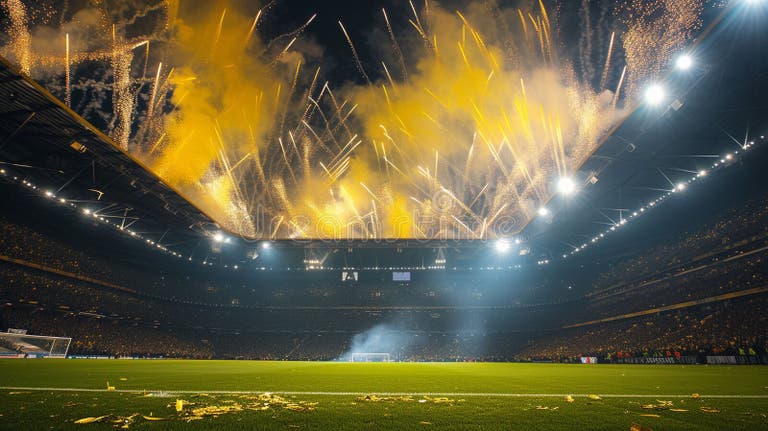 Large Stadium Filled with Fireworks Stock Illustration - Illustration ...