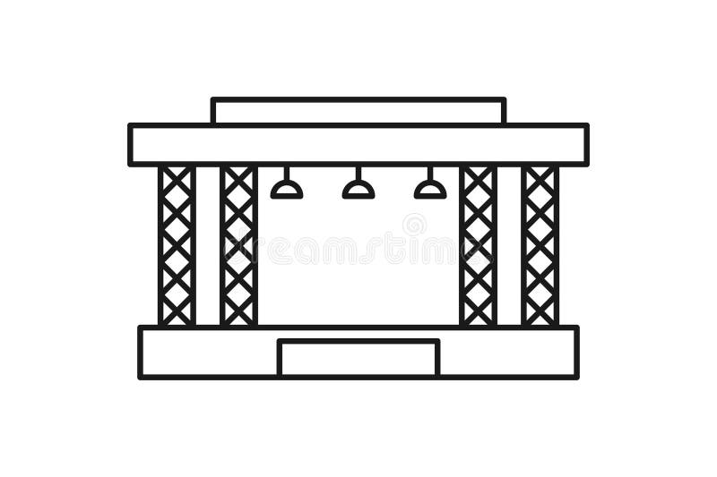 Grand Stage with Decorations and Pillars Icon Stock Illustration ...