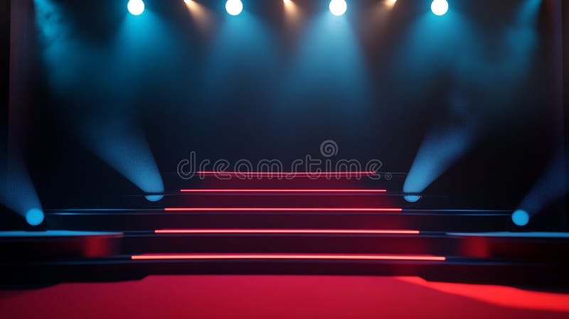 Dramatic Stage Setting with Spotlight and Illuminated Steps for ...
