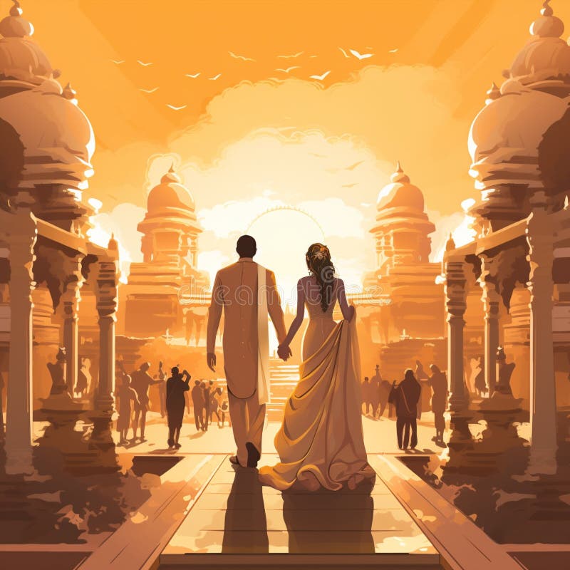 Grand Temple Wedding with Cultural Diversity Stock Image - Image of ...