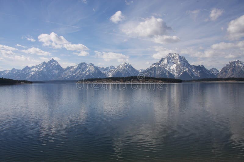 Grand Tetons From Jackson Lake Dam Stock Image - Image of grand, lake ...