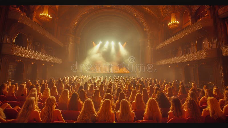 Grand Theater Performance with Captivated Audience Stock Illustration ...