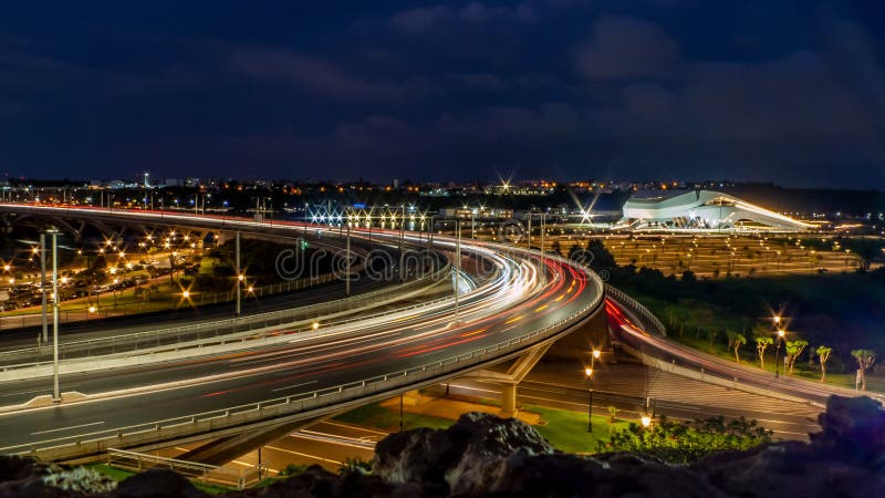 The Grand Theater of Rabat, Morocco by Night Stock Photo - Image of ...