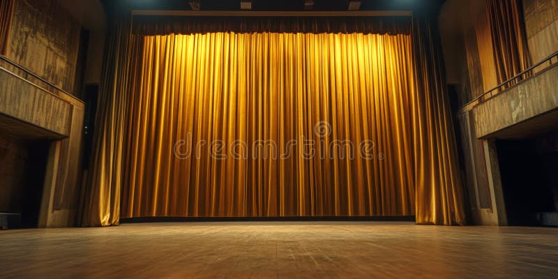 A Grand Theater Stage Ready for a Captivating Performance. the Curtains ...