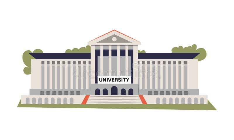 University Building with Classical Architecture in Flat Vector ...