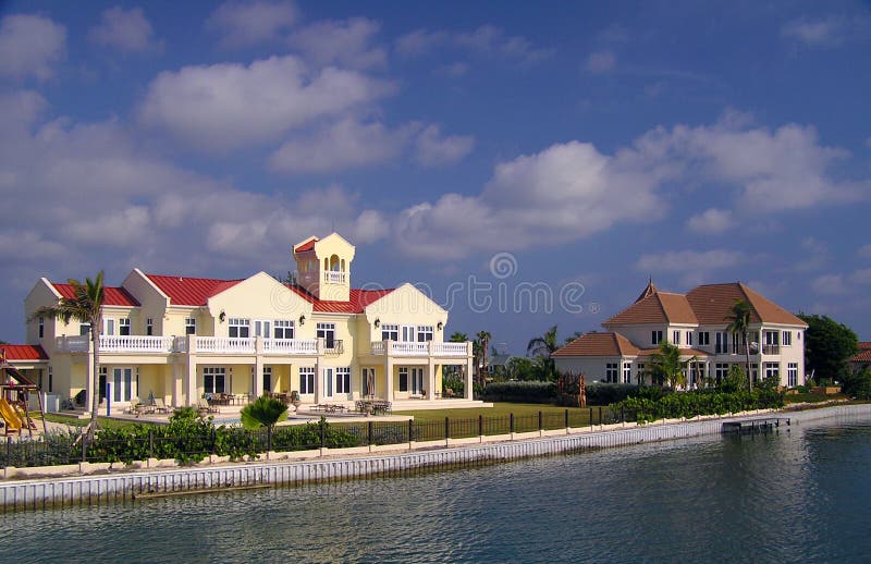 Grand Castle Style Home on Grand Cayman Stock Photo - Image of castle ...