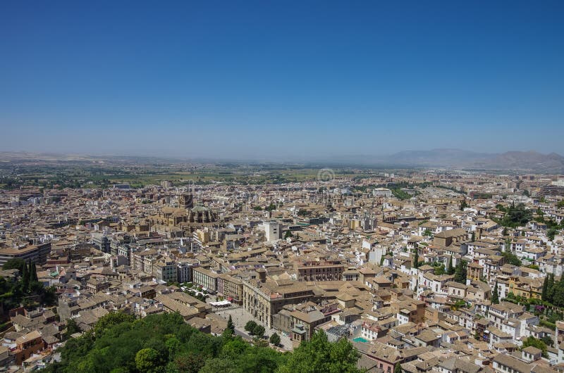 Granda Old Town Cityscape from Alhambra Castle, Granada Stock Image ...
