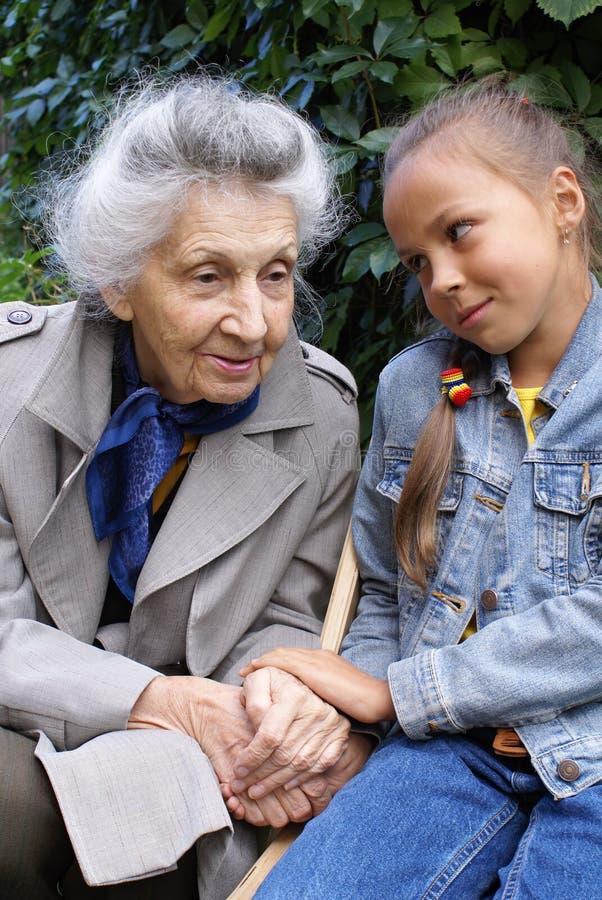 Granddaughter and Her Grandmother Stock Image - Image of senior, female ...