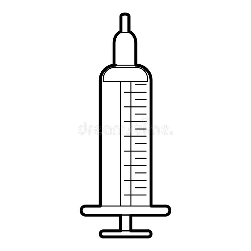 Grande ícone Da Seringa, Estilo Do Esboço Ilustração do Vetor ...
