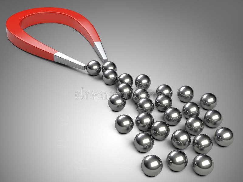 Grande Magnete Che Attira La Sfera Per Cuscinetti Del Cromo ...