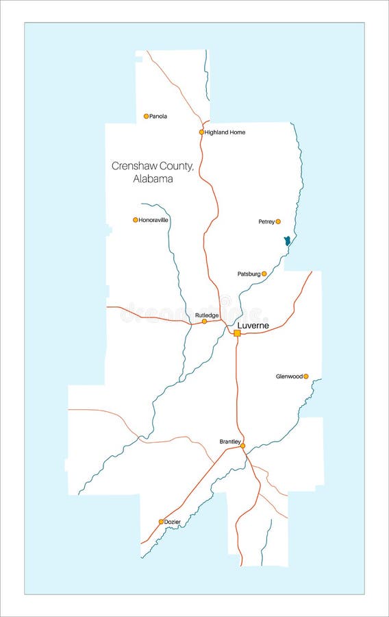 Grande Mapa De Crenshaw County Em Alabama Ilustração do Vetor ...