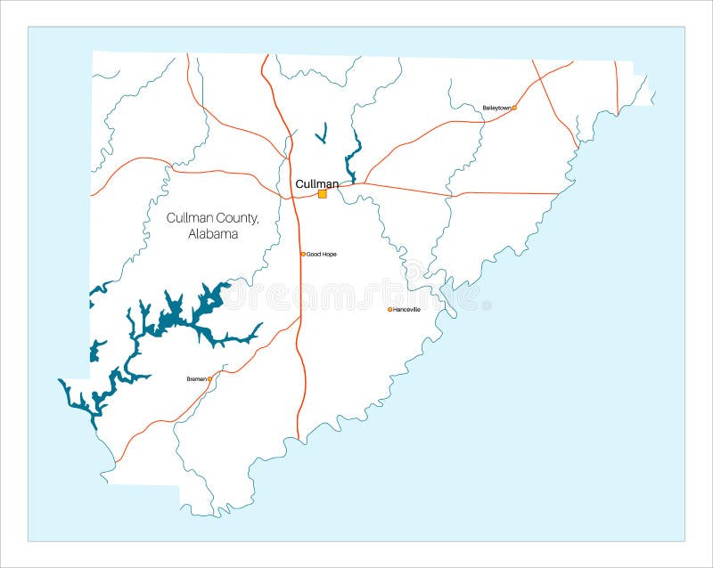 Grande Mapa De Cullman County Em Alabama Ilustração do Vetor ...