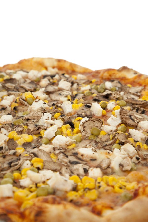 Grande pizza image stock. Image du manger, malsain, poulet - 22065757