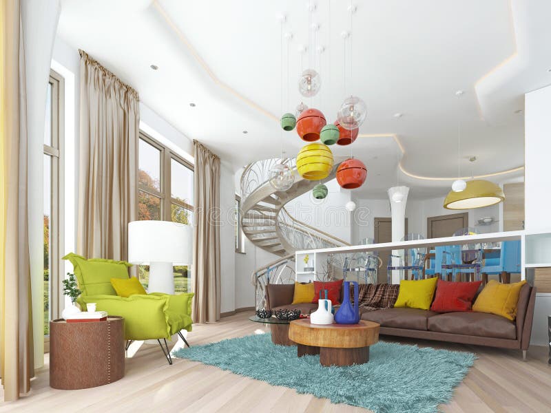 Grande Salone Di Lusso Nello Stile Del Kitsch Illustrazione di Stock ...