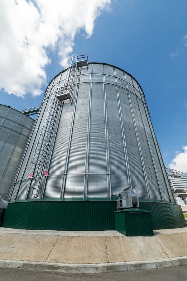 Silos Per Stoccaggio Di Grano, Primo Piano Del Tetto Del Silo Magazzino ...