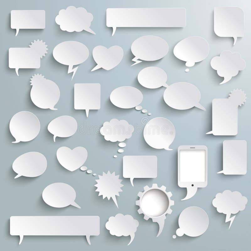 Bulles De Communication En Papier Sur Fond Vert. Bulles De Discours ...