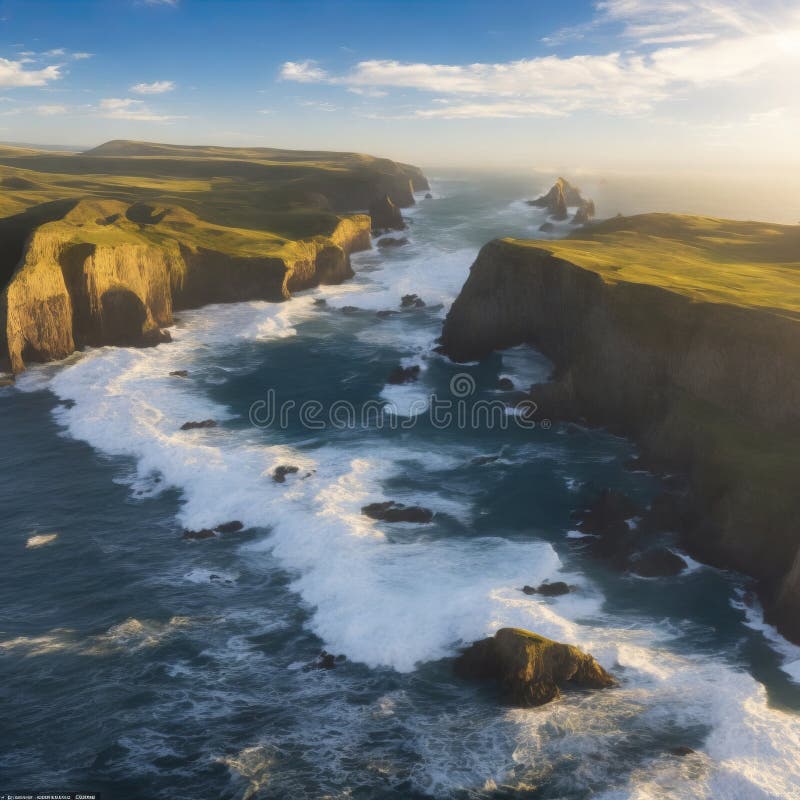 Grandeur of a Rugged Coastline. from High Above, the Dramatic Cliffs ...
