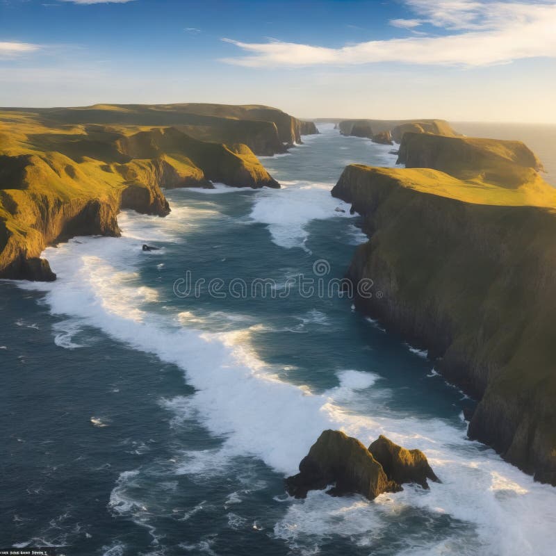 Grandeur of a Rugged Coastline. from High Above, the Dramatic Cliffs ...