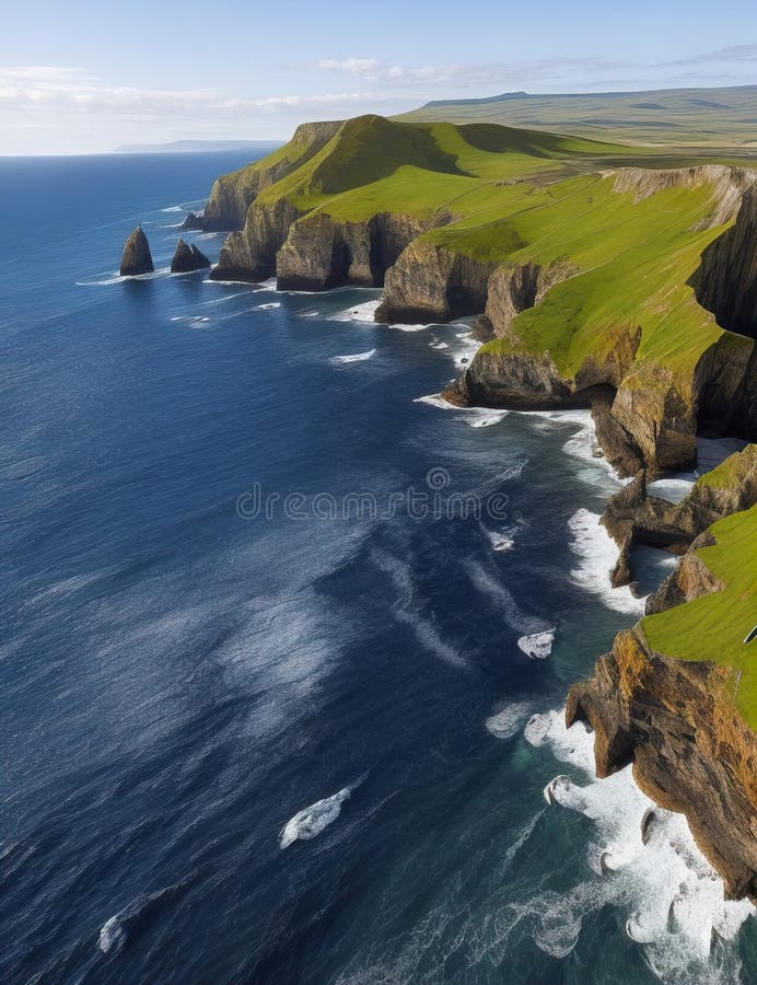 Grandeur of a Rugged Coastline. from High Above, the Dramatic Cliffs ...