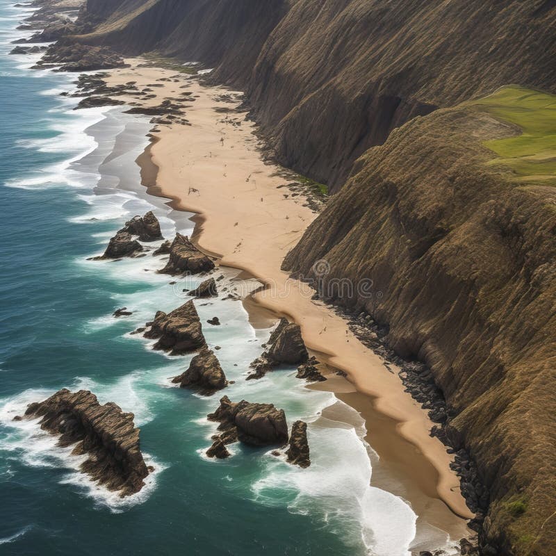 Grandeur of a Rugged Coastline. from High Above, the Dramatic Cliffs ...