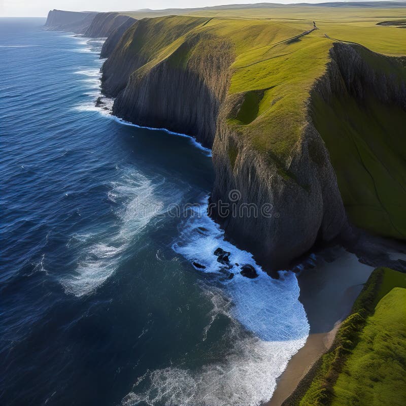 Grandeur of a Rugged Coastline. from High Above, the Dramatic Cliffs ...