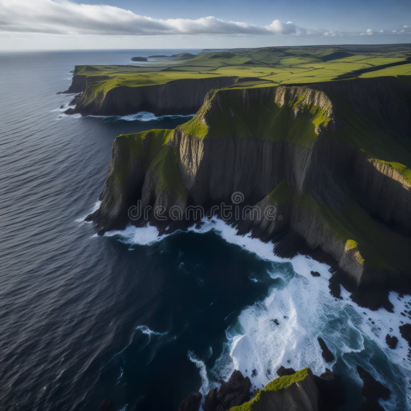 Grandeur of a Rugged Coastline. from High Above, the Dramatic Cliffs ...