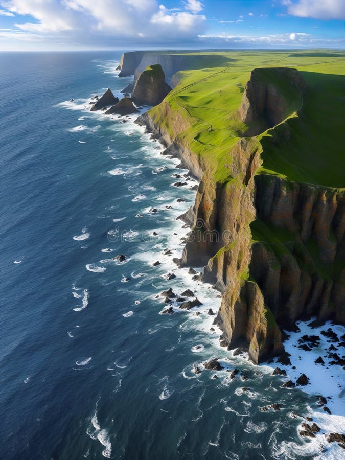 Grandeur of a Rugged Coastline. from High Above, the Dramatic Cliffs ...