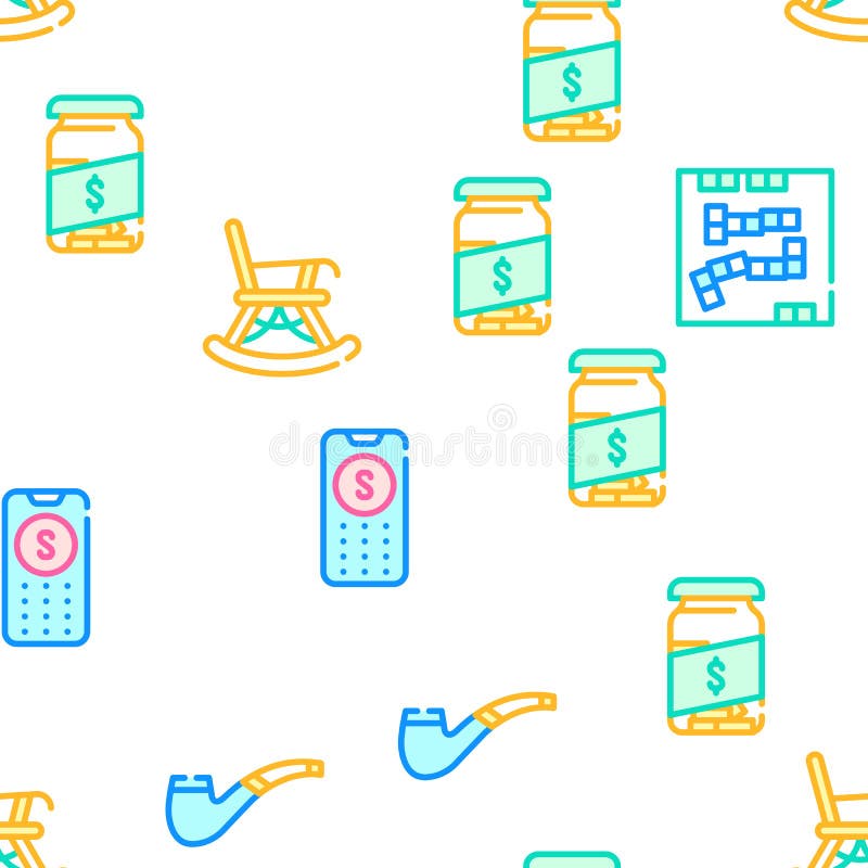 Grandfather Accessory Collection Icons Set Vector Illustrations Stock ...