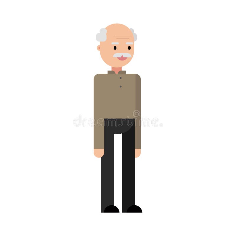 Grandfather Character Standing. Flat Design, Isolated on White ...