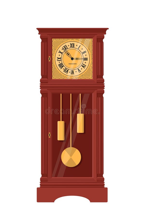 Grandfather Clock. Realistic Clock Isolated on White Background Stock ...
