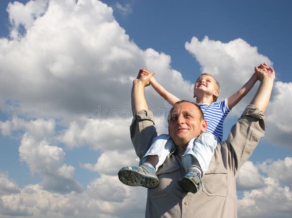 Grandfather with grandson stock image. Image of cloudy - 1402389