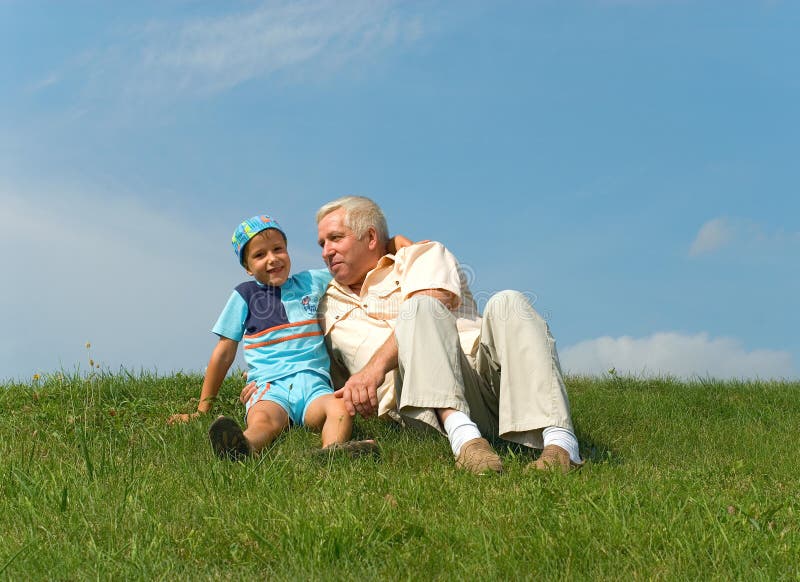 The Grandfather And Grandson Stock Image - Image of child, family: 2977765