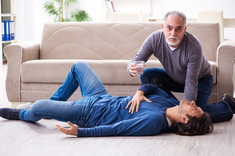 Grandfather and Grandson in First Aid Concept Stock Image - Image of ...