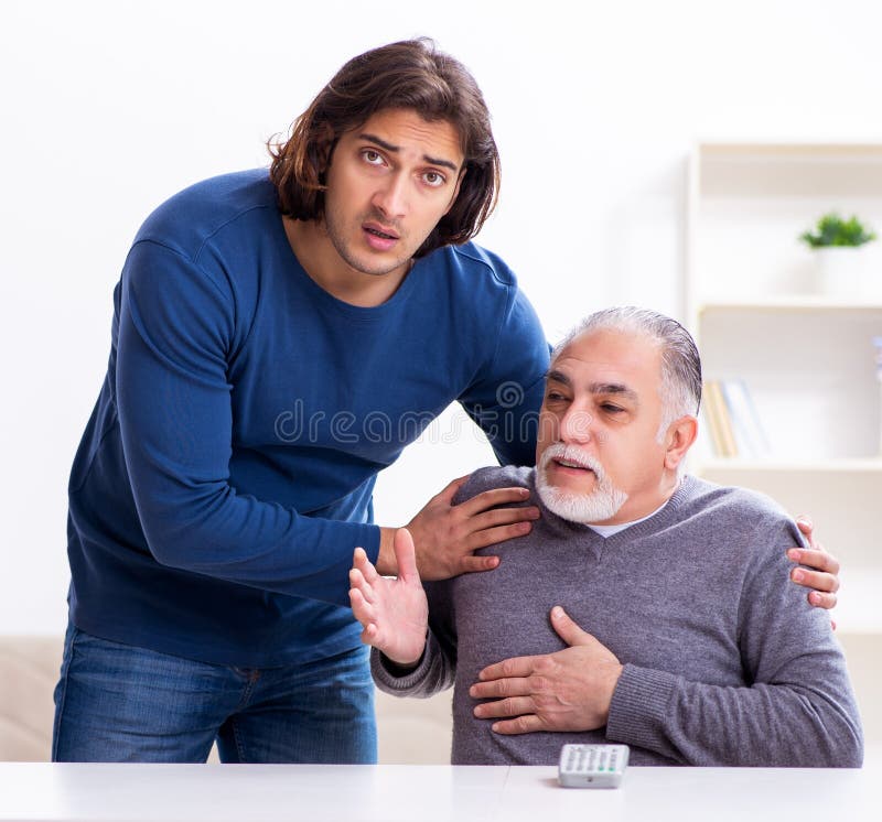 Grandfather and Grandson in First Aid Concept Stock Image - Image of ...