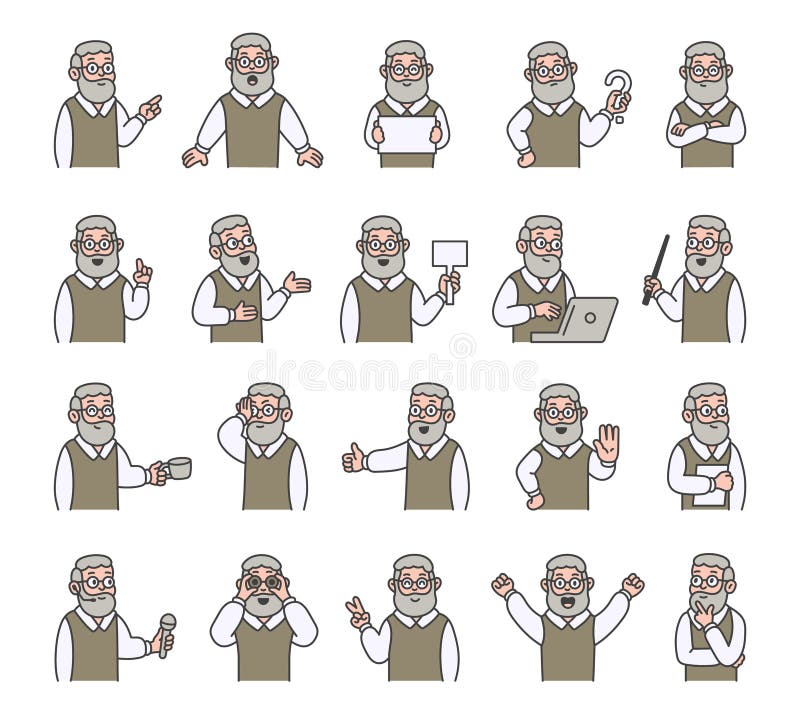 Grandfather Guide Character Set Stock Vector - Illustration of idea ...