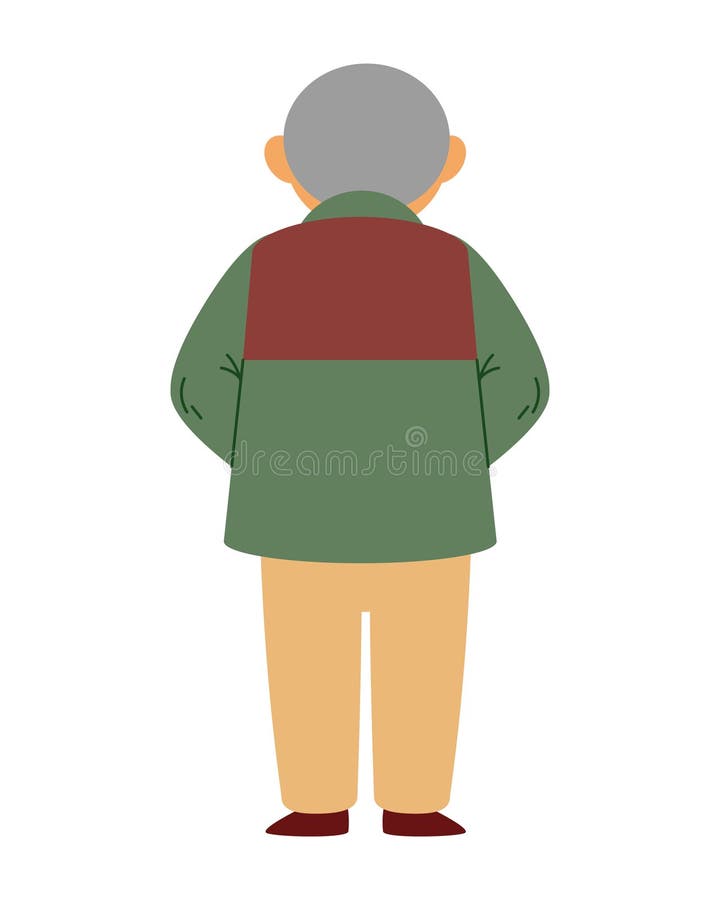 Grandfather Standing Alone Back View Stock Illustration - Illustration ...