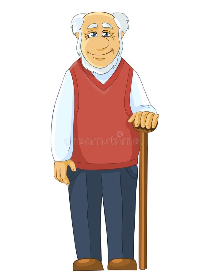 Grandfather with stick stock illustration. Illustration of amble - 12681565